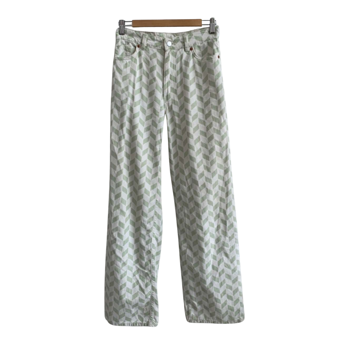 Monki Size 26 Green Wide Leg Jeans