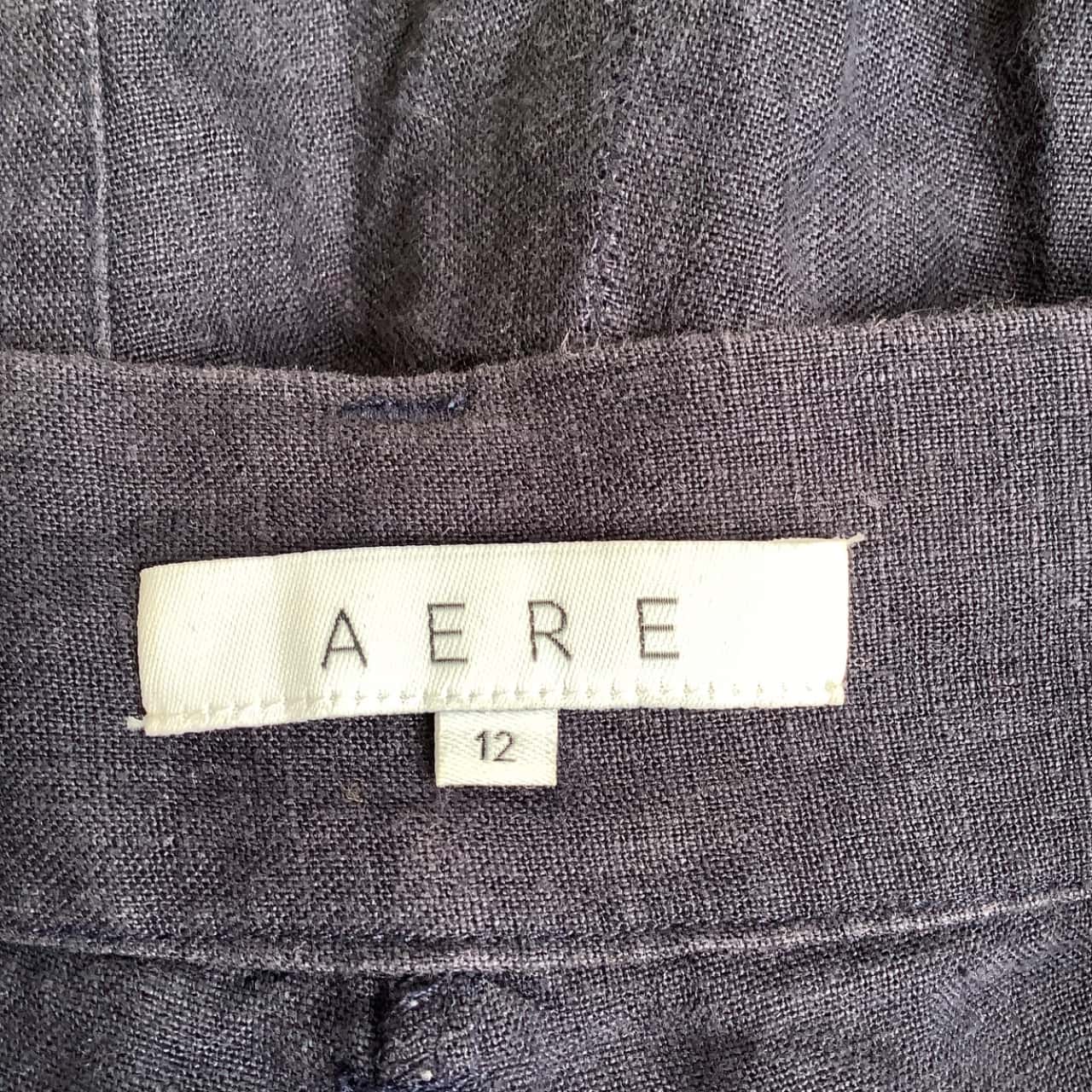 AERE Womens Size 12 100%Linen Pants Navy (s)