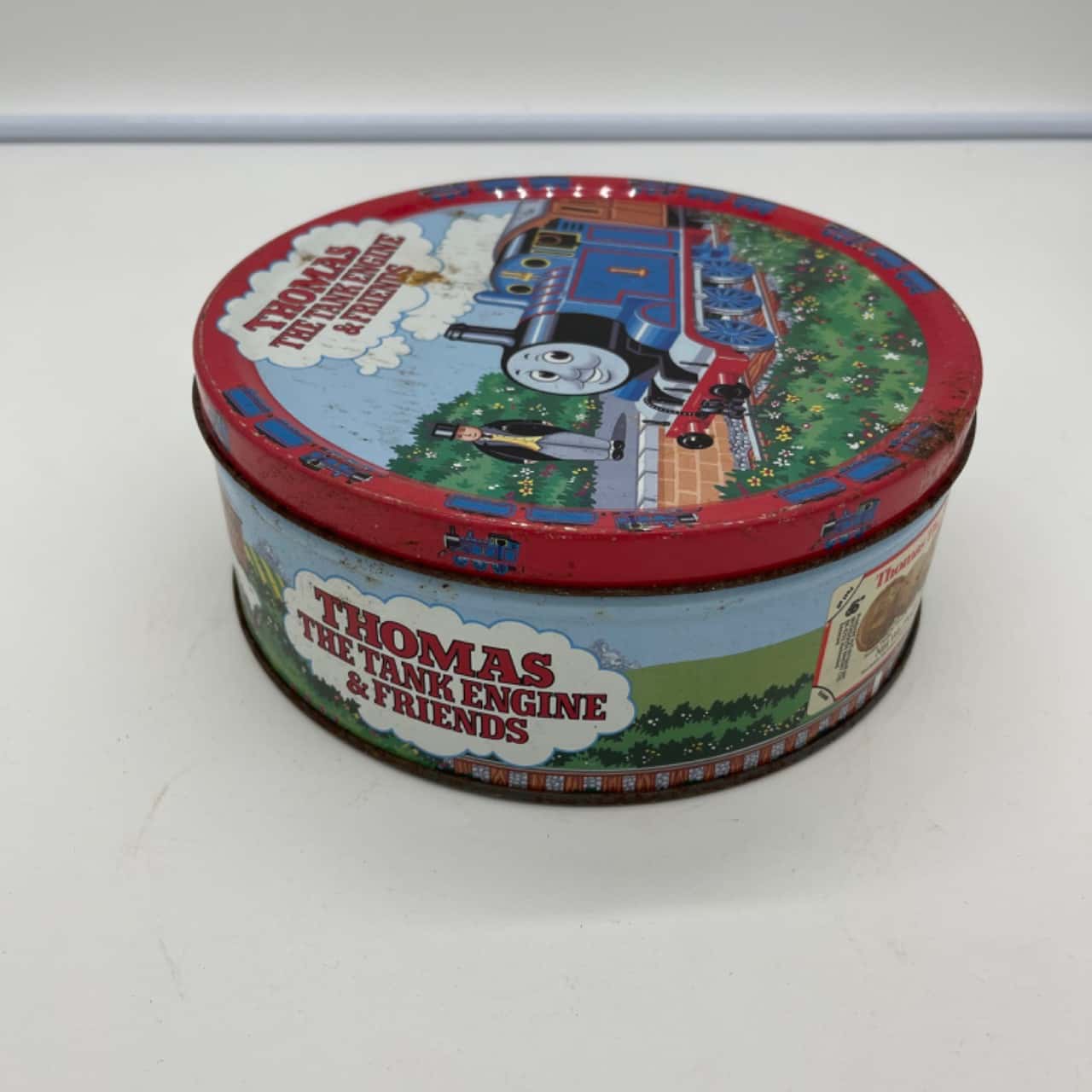THOMAS THE TRAIN Round Cookies Tin Storage Container Tank Engine 1994 ...
