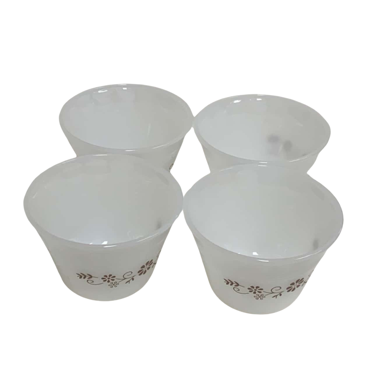 Vintage small milk glass custard bowls, set of four