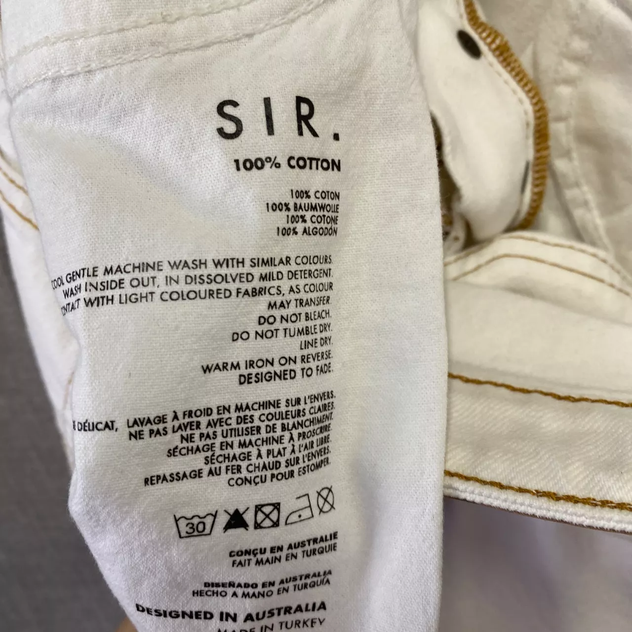 SIR the Label Mens Size 25 Straight Leg Jeans White (s)