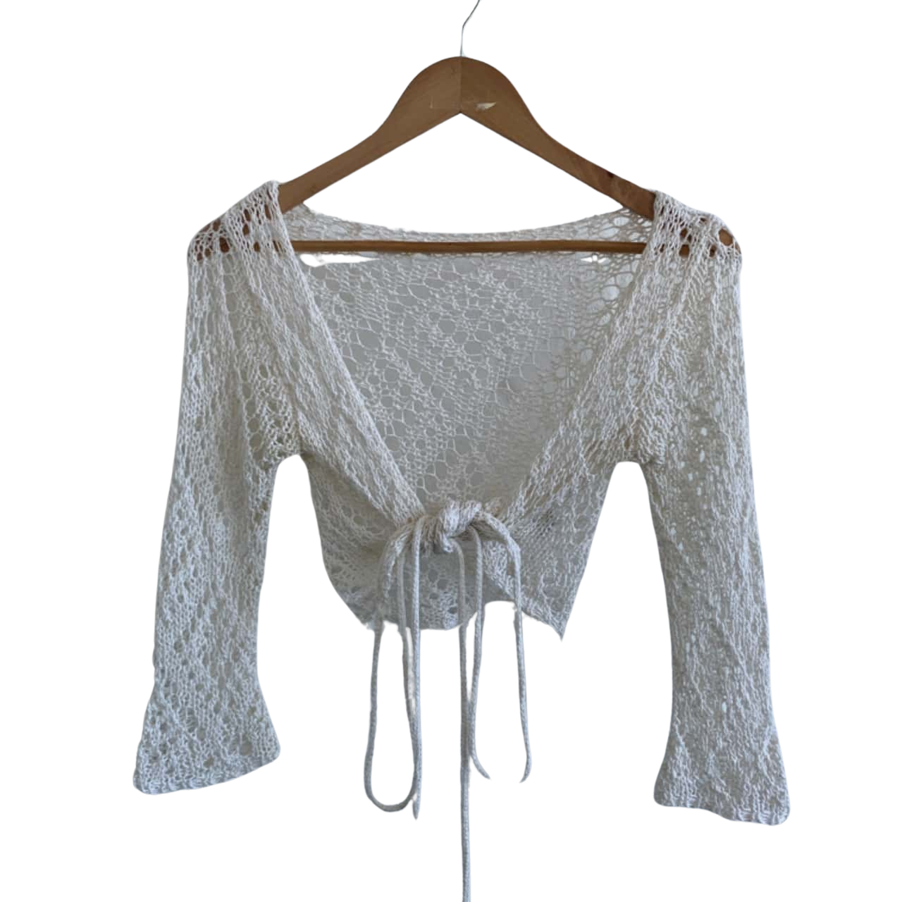 Medium White Linen-Blend Crochet Top(s)