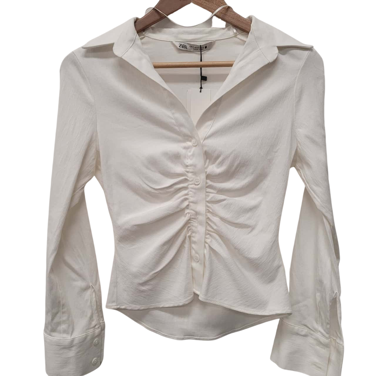 Zara Womens Size XS White Button Up Long Sleeve Top (s)