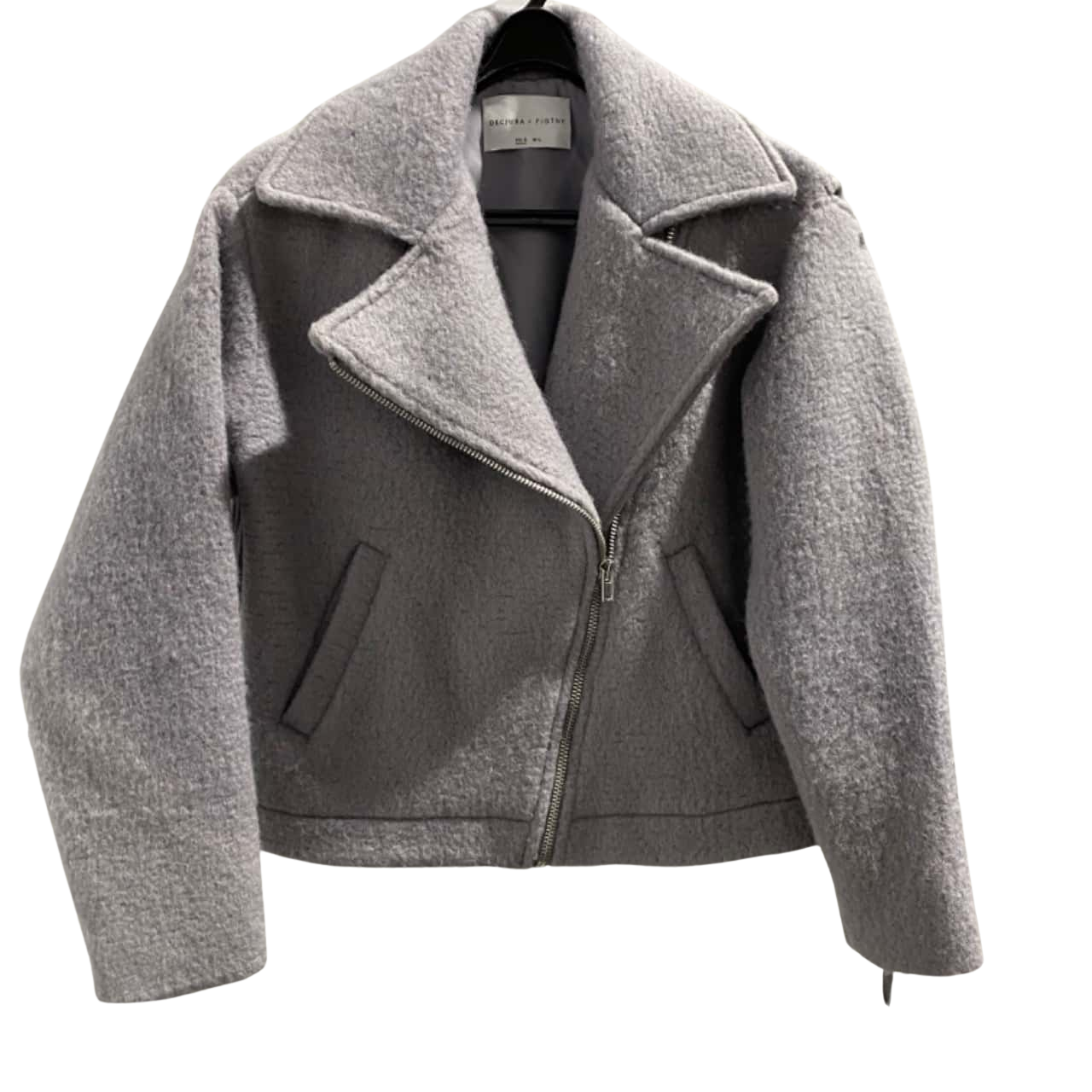 Decjuba. Womens Size S / XS. Biker Jacket in style. Grey 47% wool blend ...