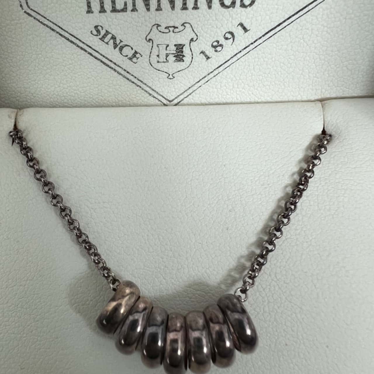 VINTAGE STERLING SILVER Chain with 7 Lucky Rings(s)