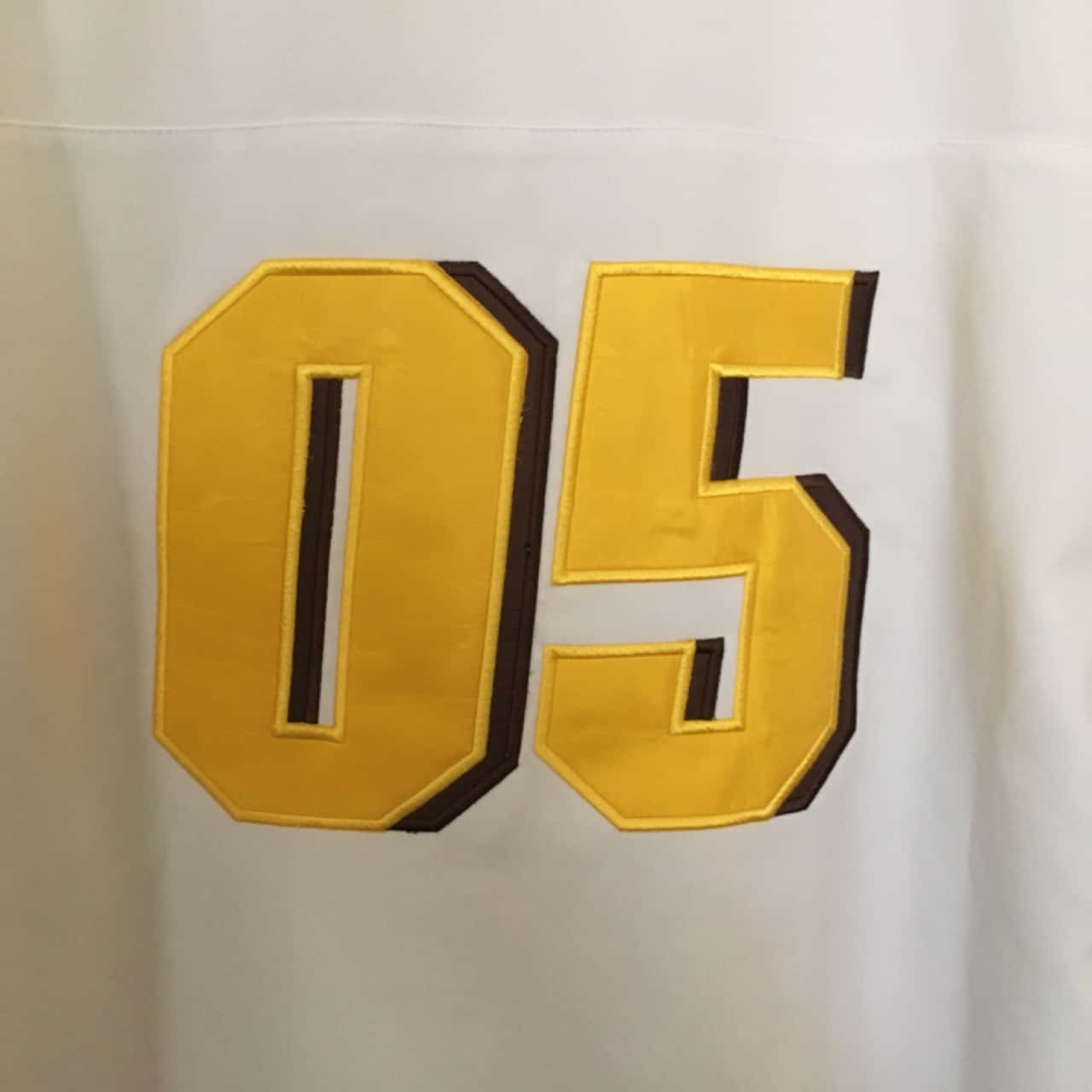 FUBU AFL Hawks Number 05 Mens Size L Brown/White/Yellow Jersey, BNWOT(s)