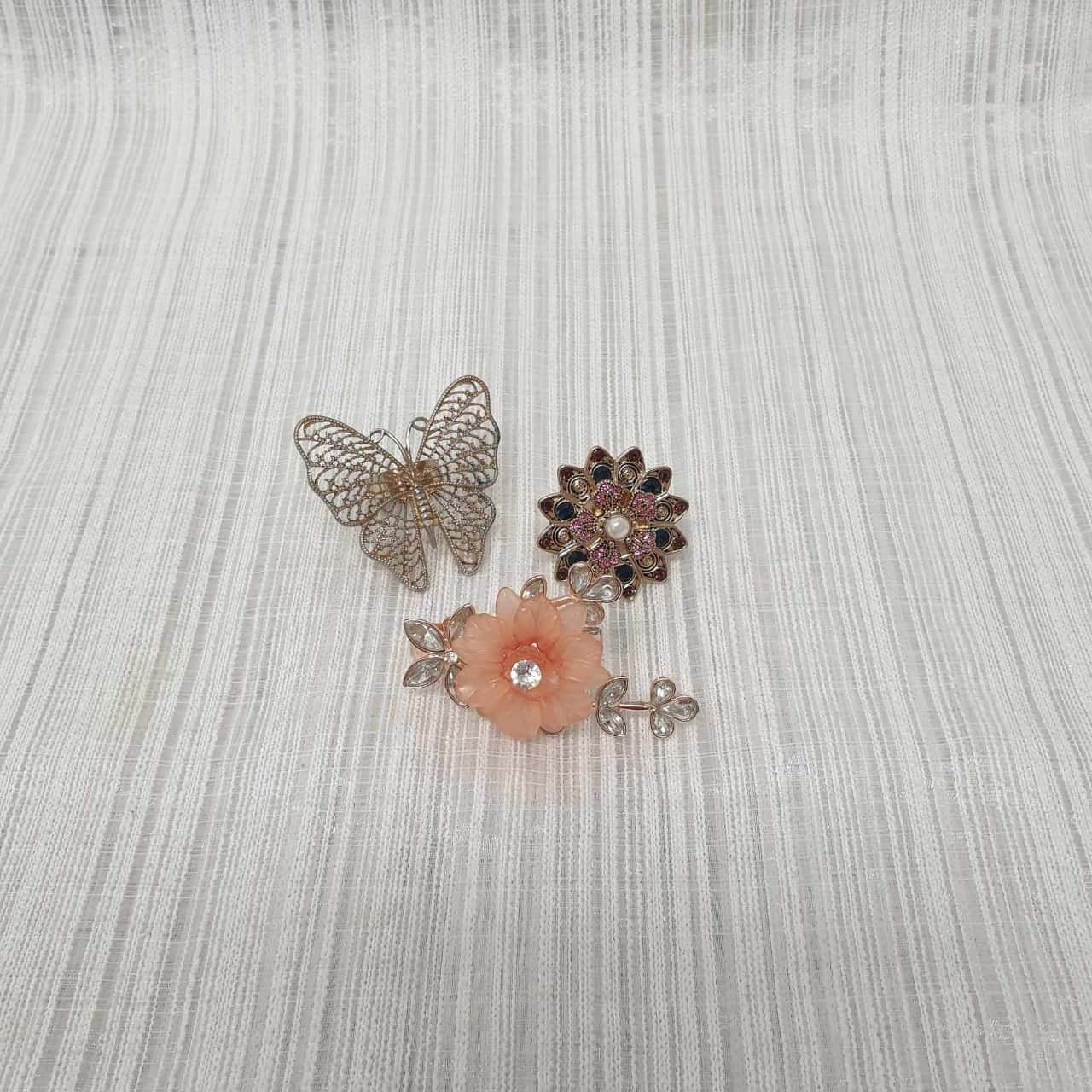 Gorgeous Gold Tone Three Ring Combo - Pink & Black Pearl Centre Flower ...