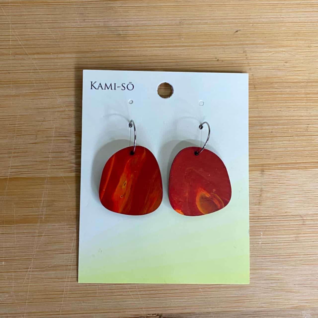 Kami-Sō Red/Orange Painted Wood Earrings(s)