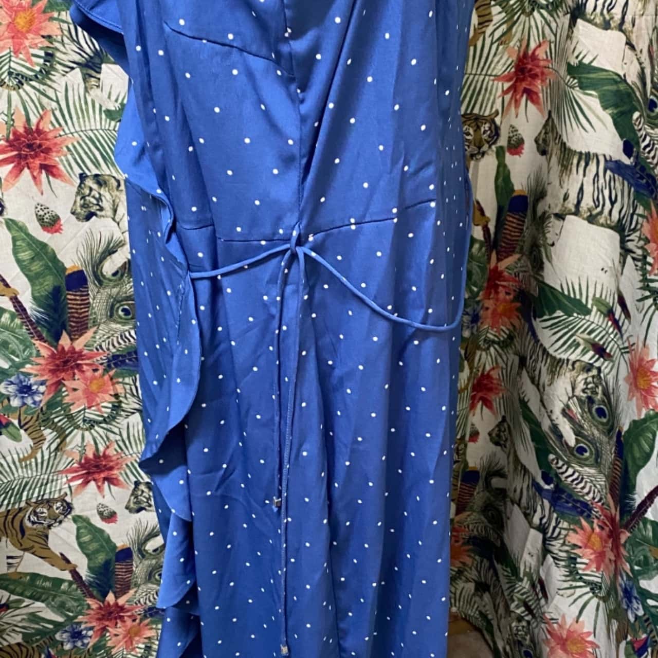 Womens Vero Moda Size XXL Shoestring Strap Dress Blue /White/Polka Dot