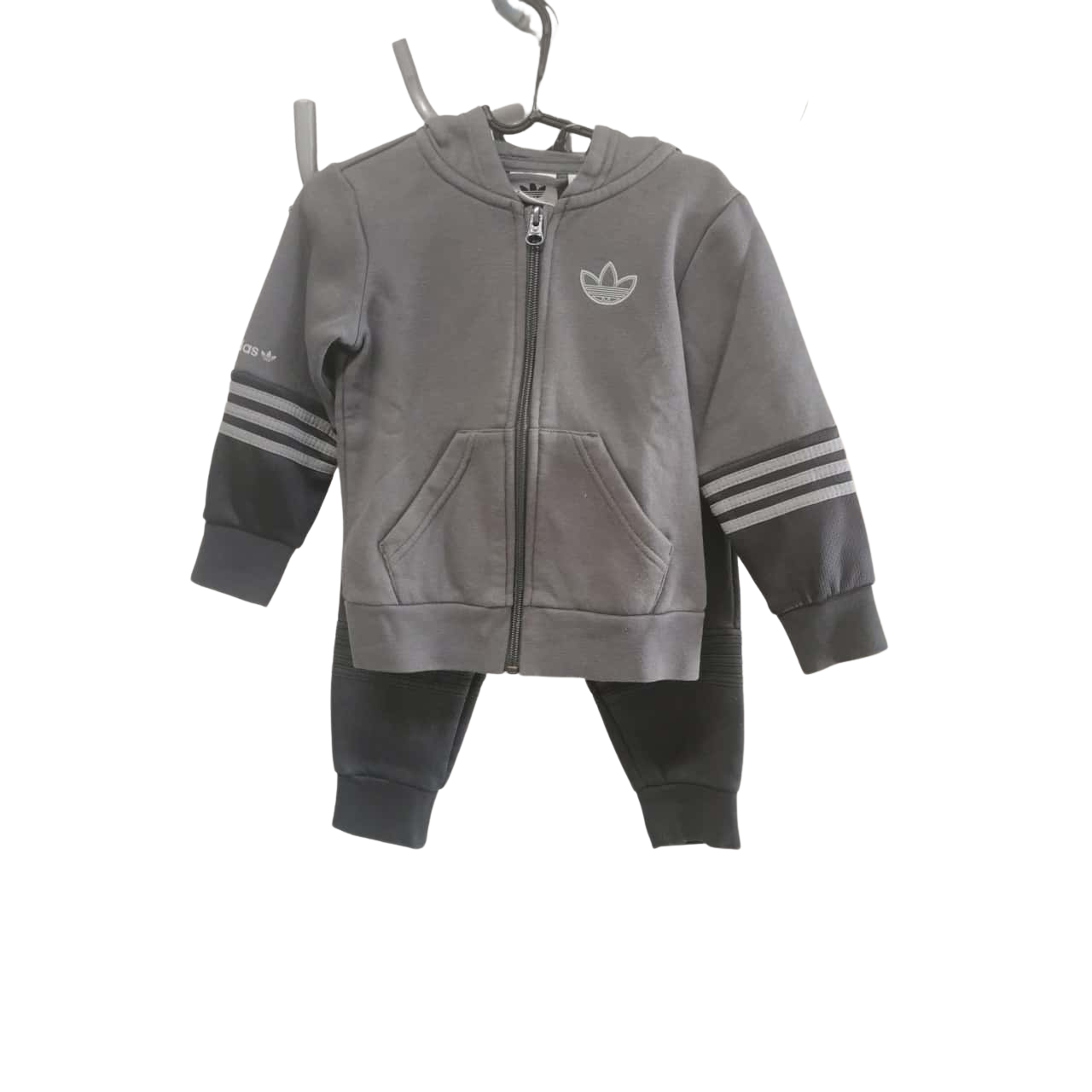Adidas Kids Hoodie and Trackie Set Size 18-24m Grey (s)