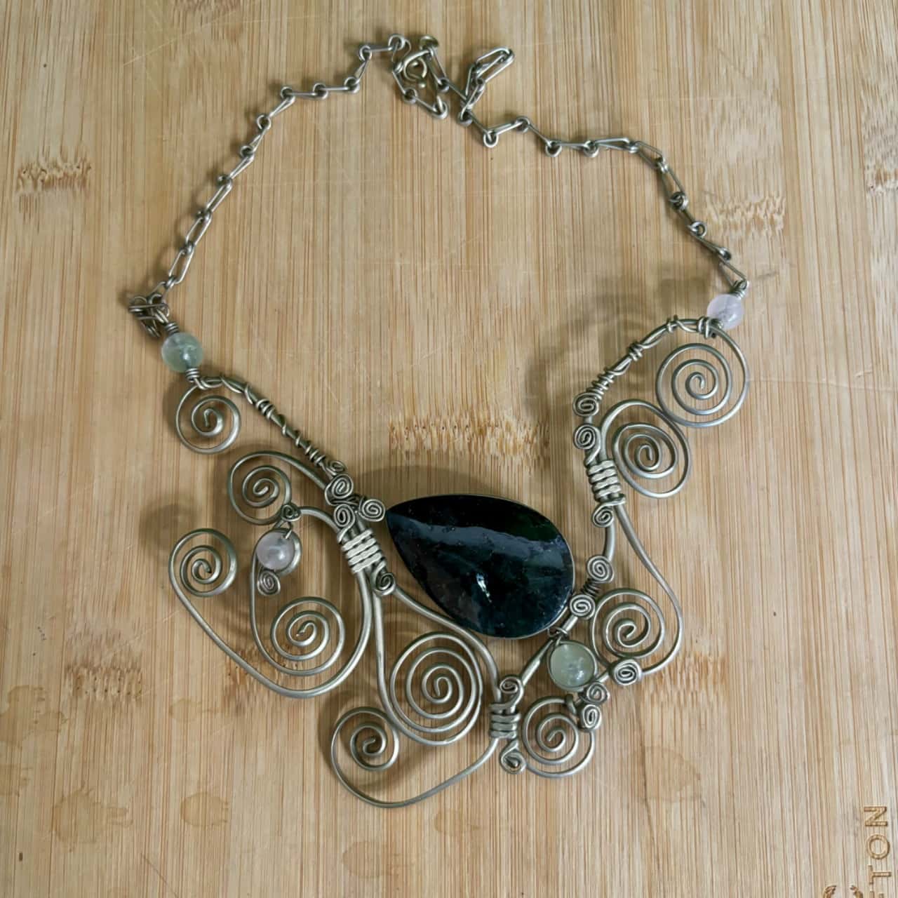 Aztec Style Swirl Statement Necklace With Black Detail