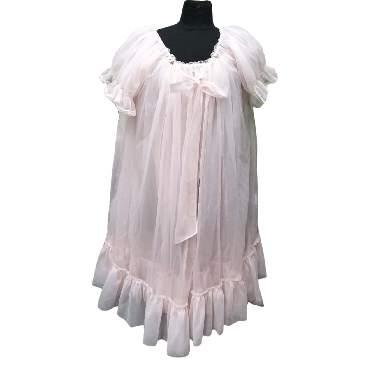 Vintage 1960s Polyester Night gown cover Size L Pink
