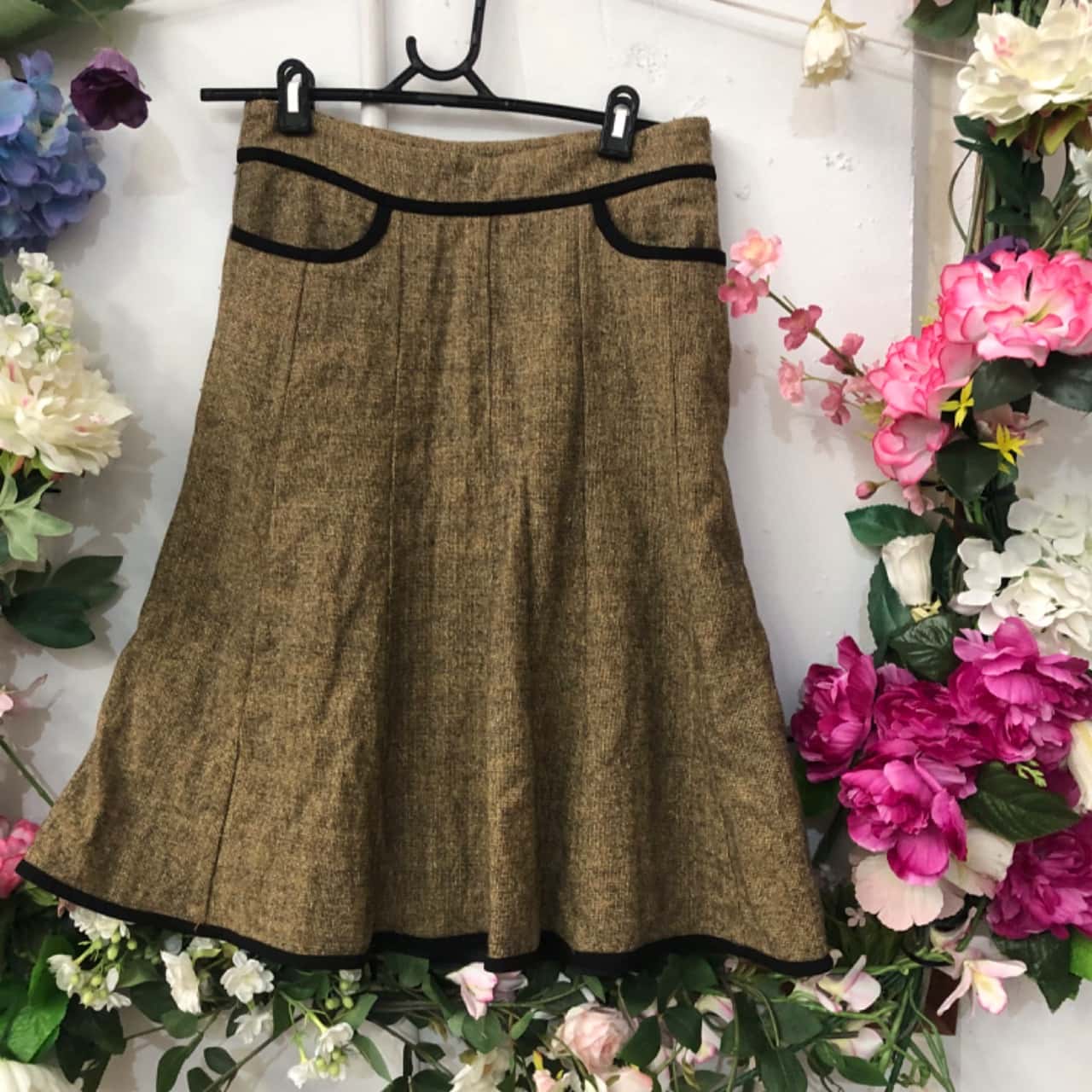 Anna Thomas Size 10 A-Line Brown silk & wool blend