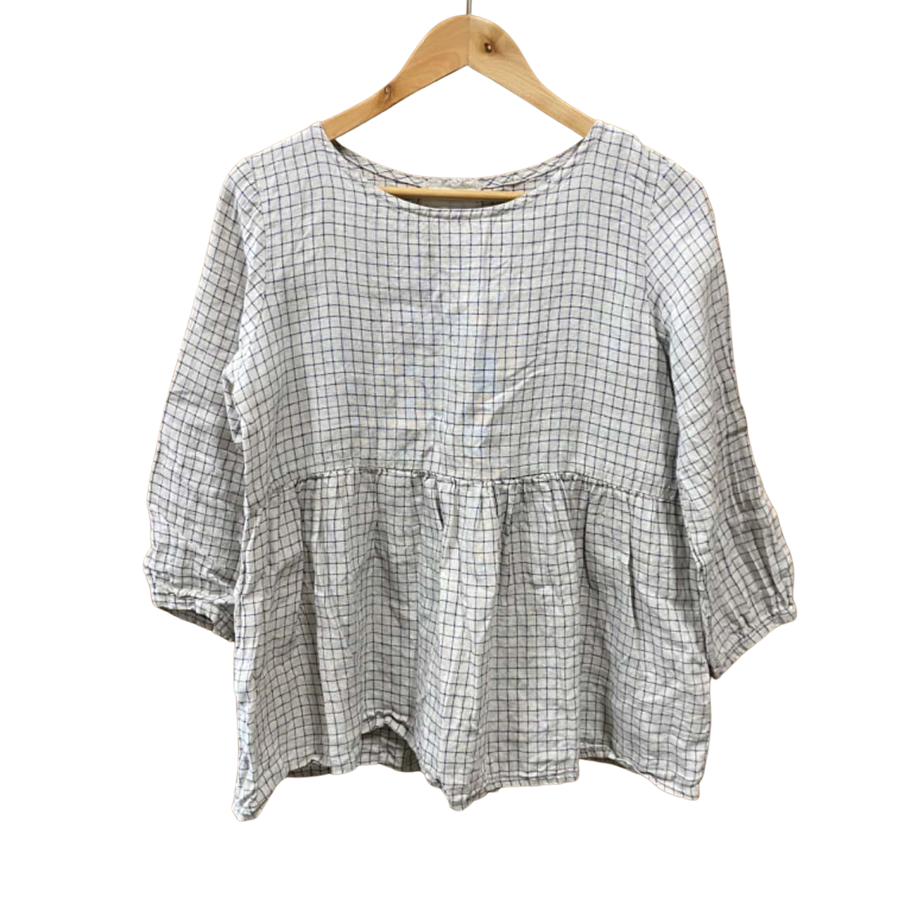 Linen Flow Checker Top Size S(s)