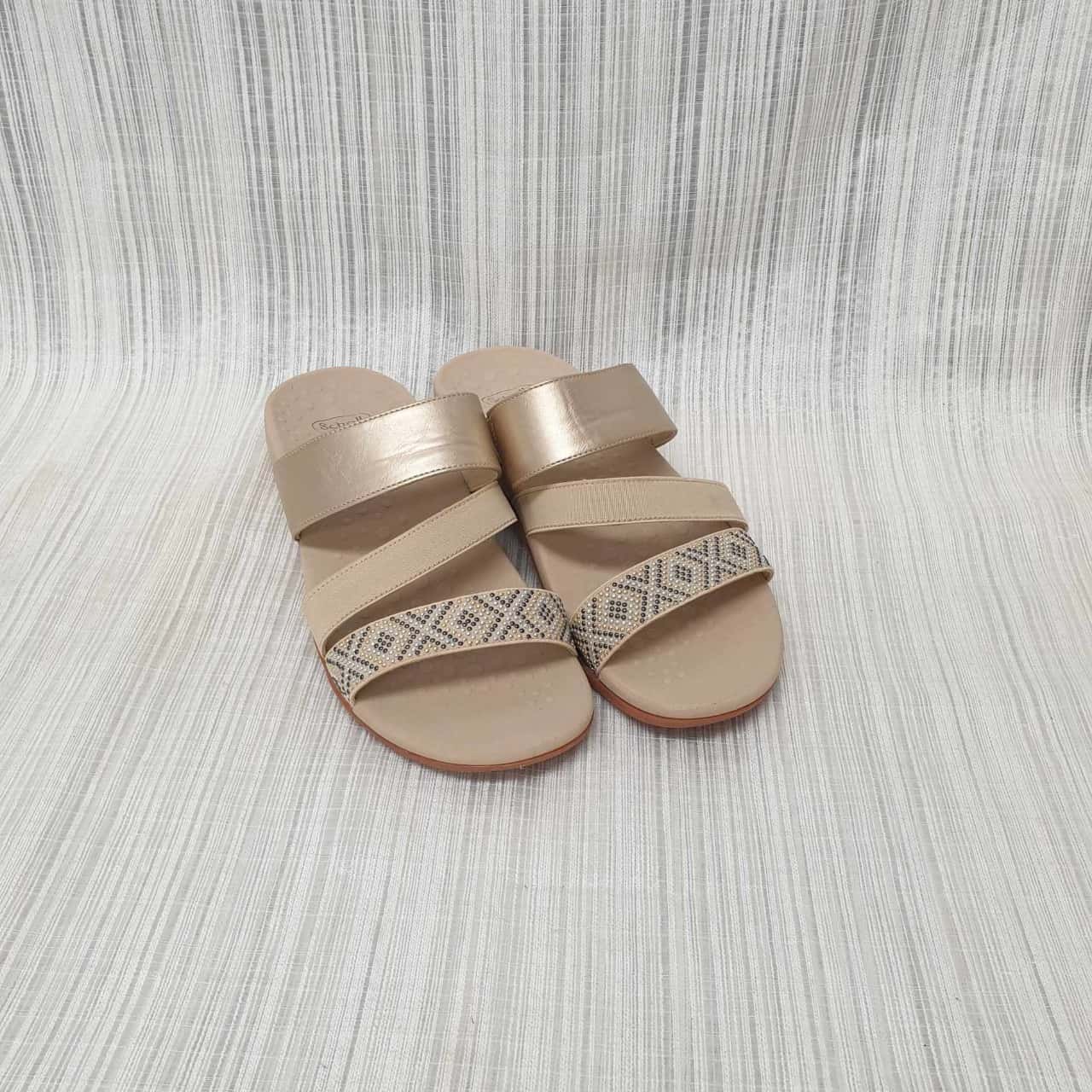Scholl Orthaheel Gorgeous Leather Gold & Aztec Stud Style Detail Front ...