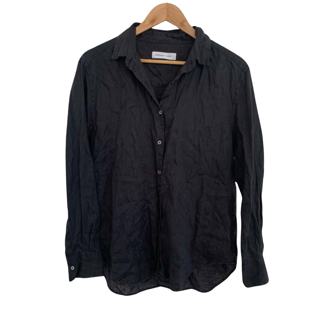 Assembly Label Size 10 Black Linen Button Up (s)