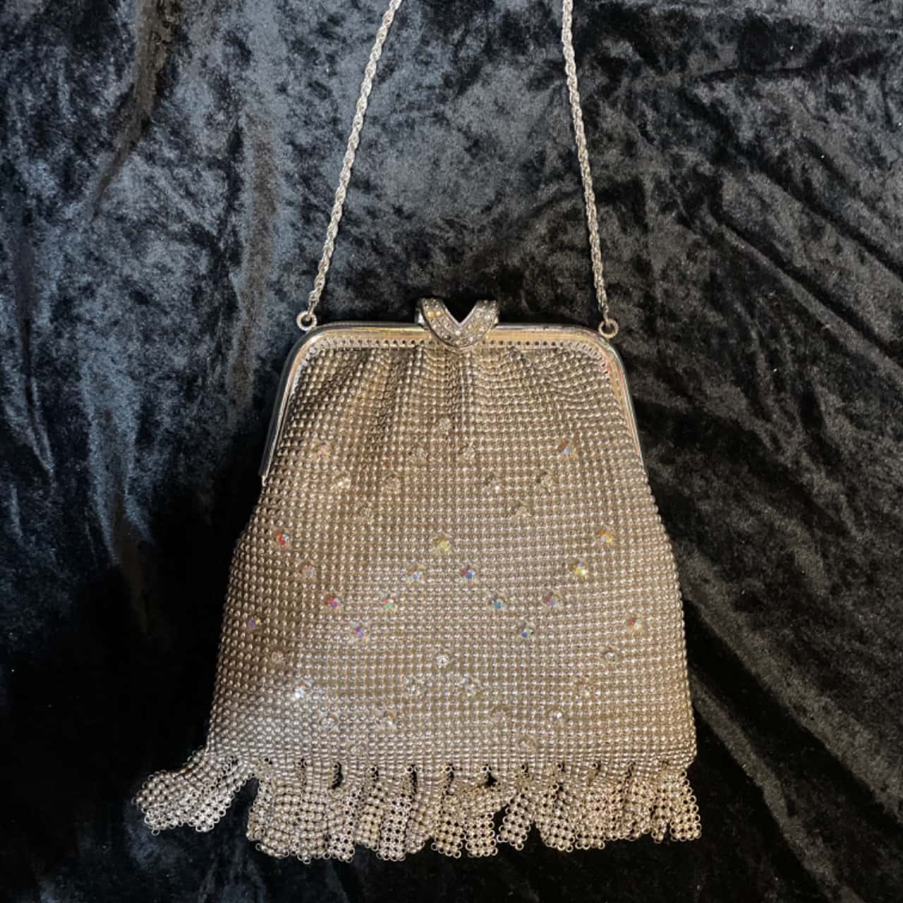 Womens Silver rhinestone handbag