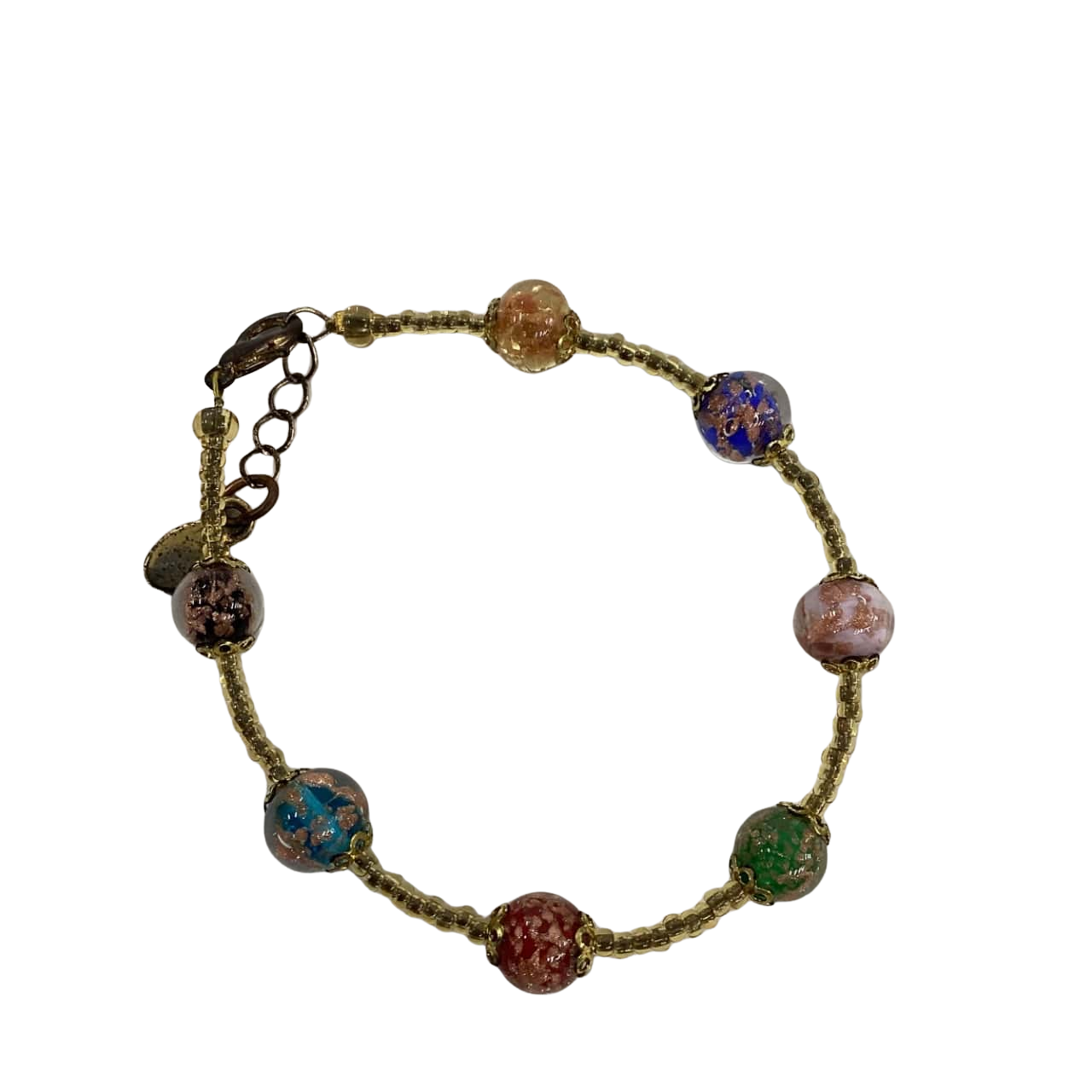 Womens Beaded Bracelet Multicoloured Murano Glass with Box