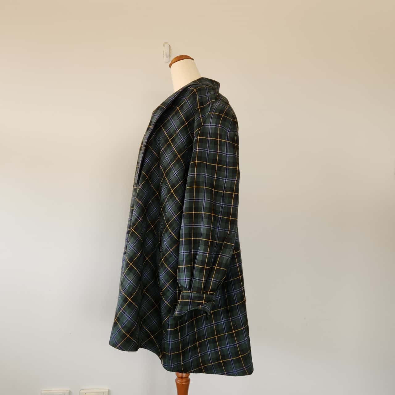 Vintage Nicole Earth Green Checked Coat Jacket Size 10/M