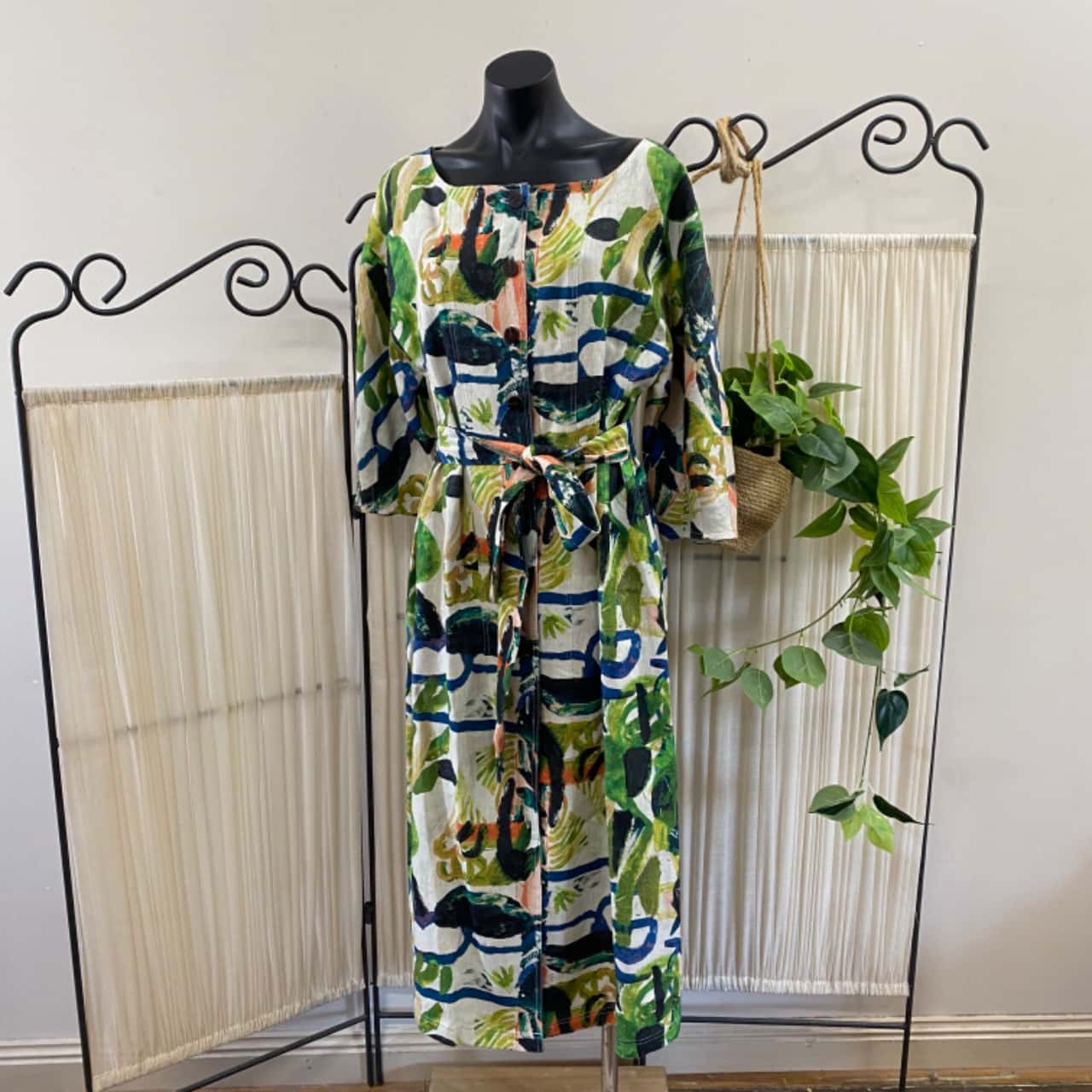 Gorman Women's Size 14 Linen Case Verde Dress Multicoloured Print - New With Tags(s)