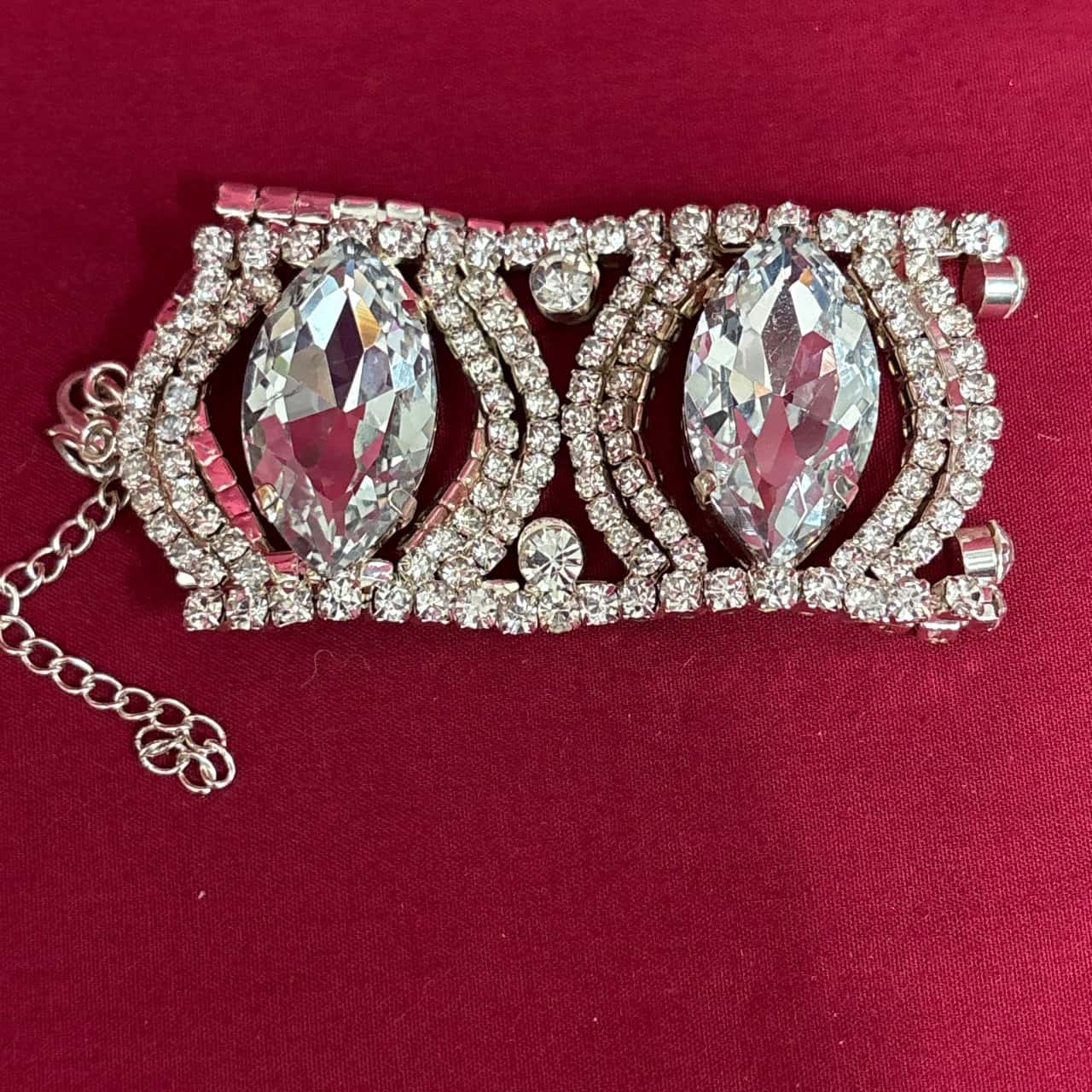 Women's Silver Tone Cocktail Rhinestone Bracelet