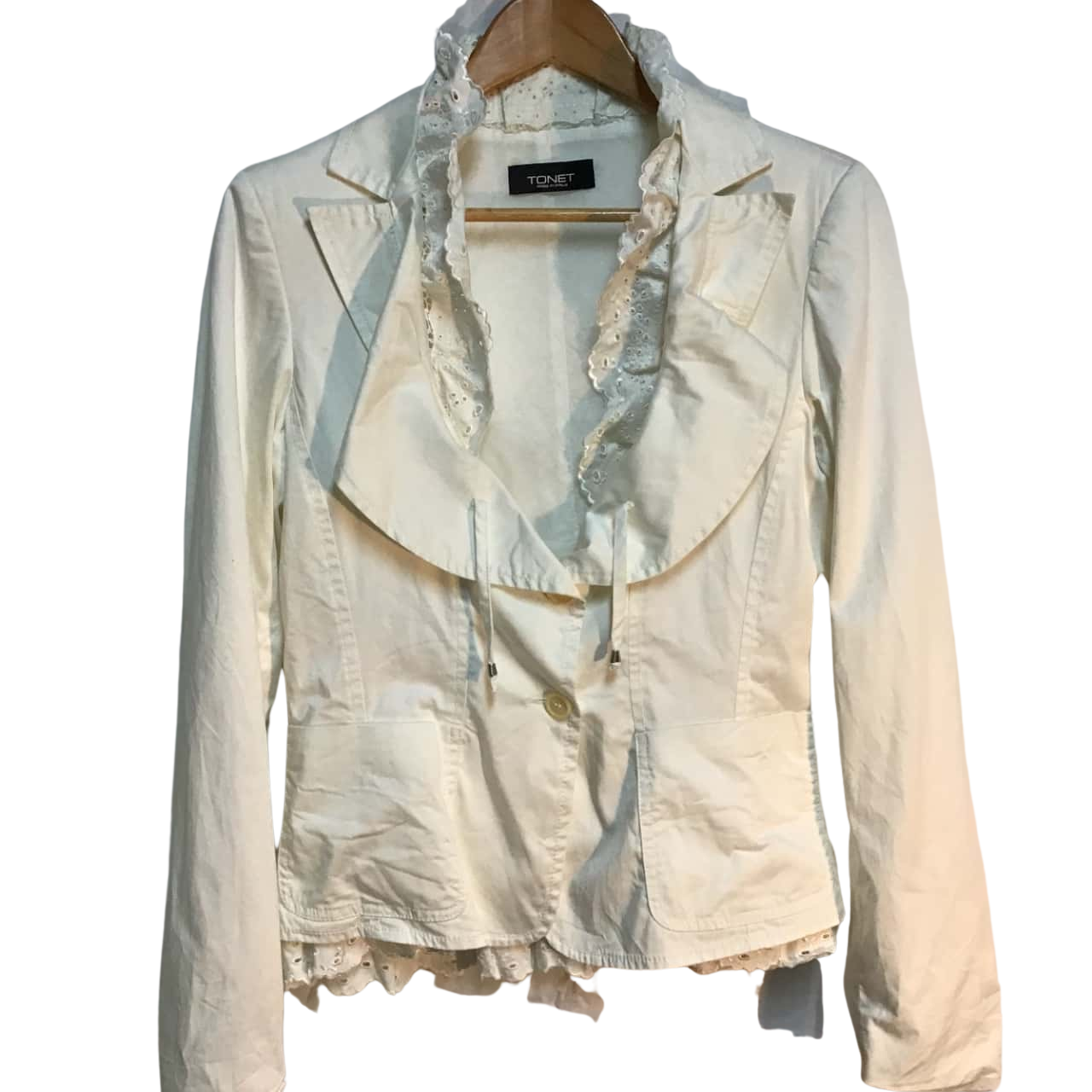 Tonet Womens Size 14 Button Up Beige Jacket(s)
