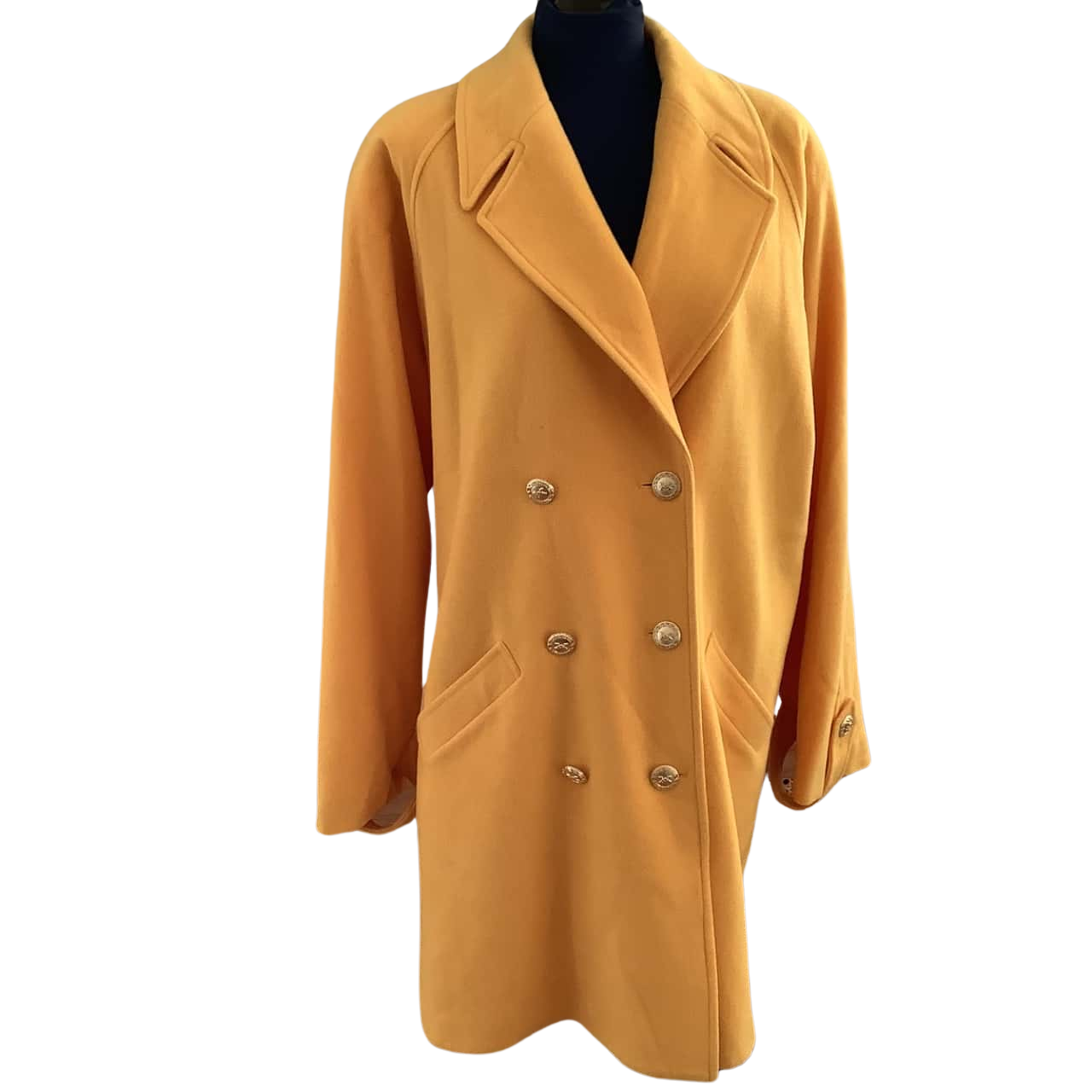 Vintage**Maggie T Bright Yellow Wool and Cashmere Coat. Size 18 (s ...