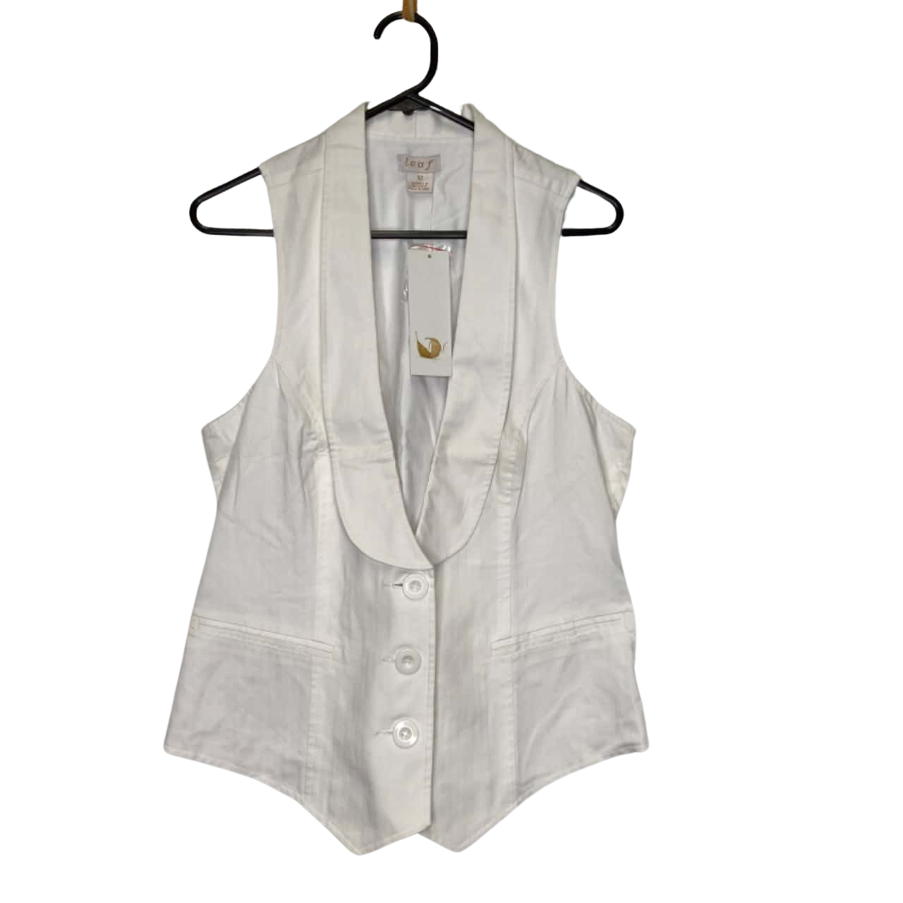 Leaf Womens Size 12 Button Up Vest White BNWT RRP $129(s)