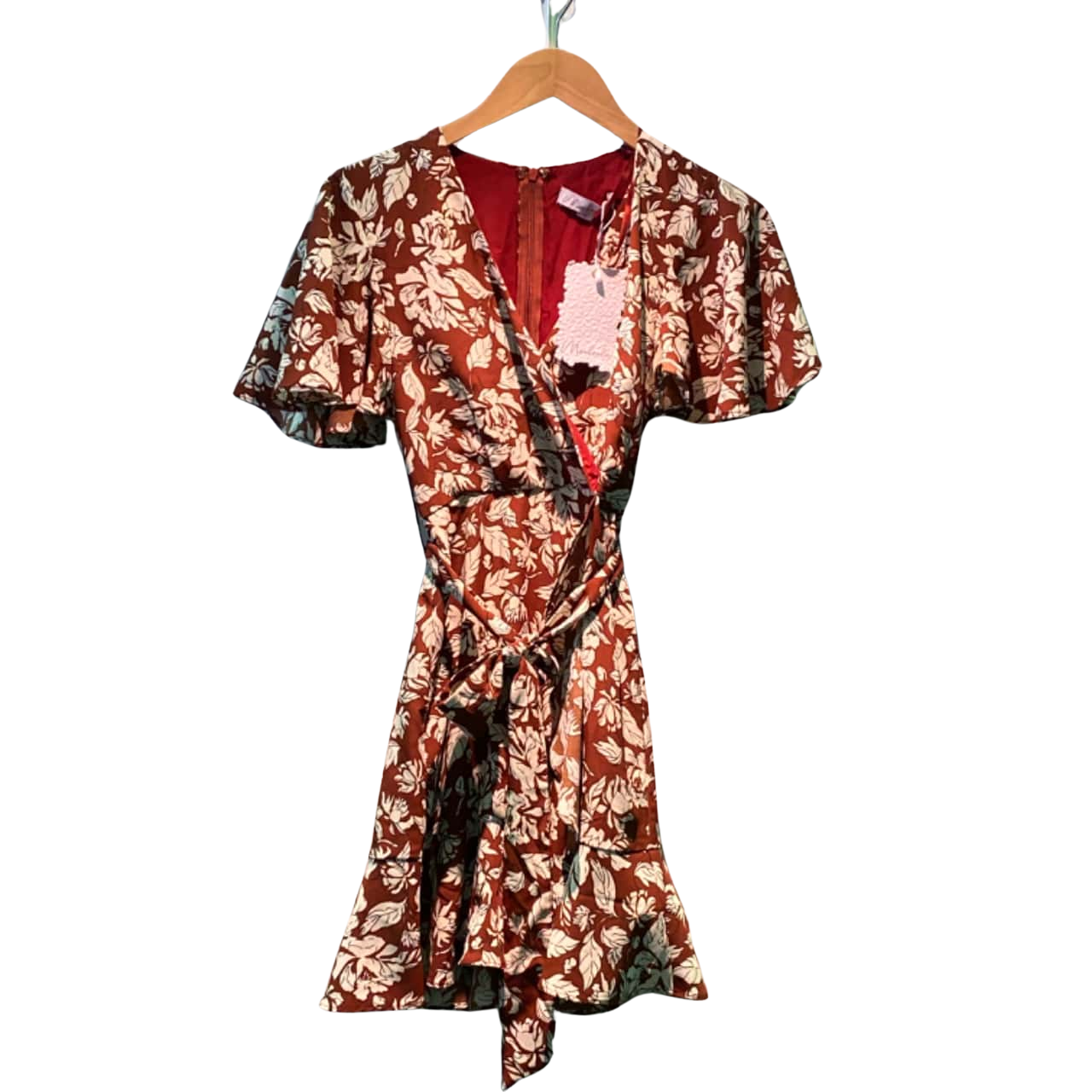 Mooloola Womens Size 6 Mini Dress Brown / Floral / White (s)