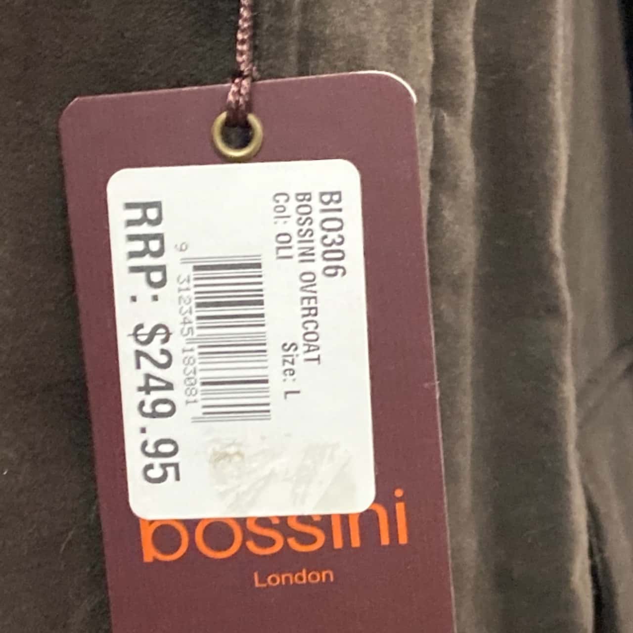 bossini Mens Size L Winter Jacket Brown