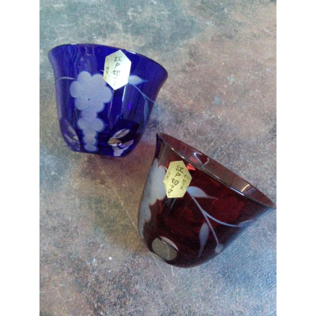 Edo Kiriko - Handcut Glass - Japanese Sake Cups x 2