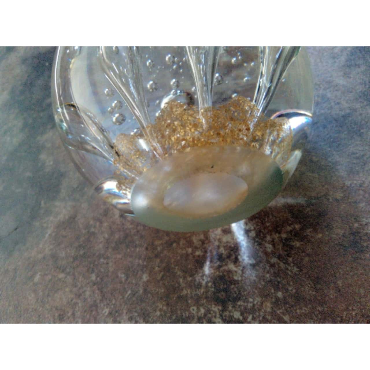 Beautiful Golden Glass Paperweight