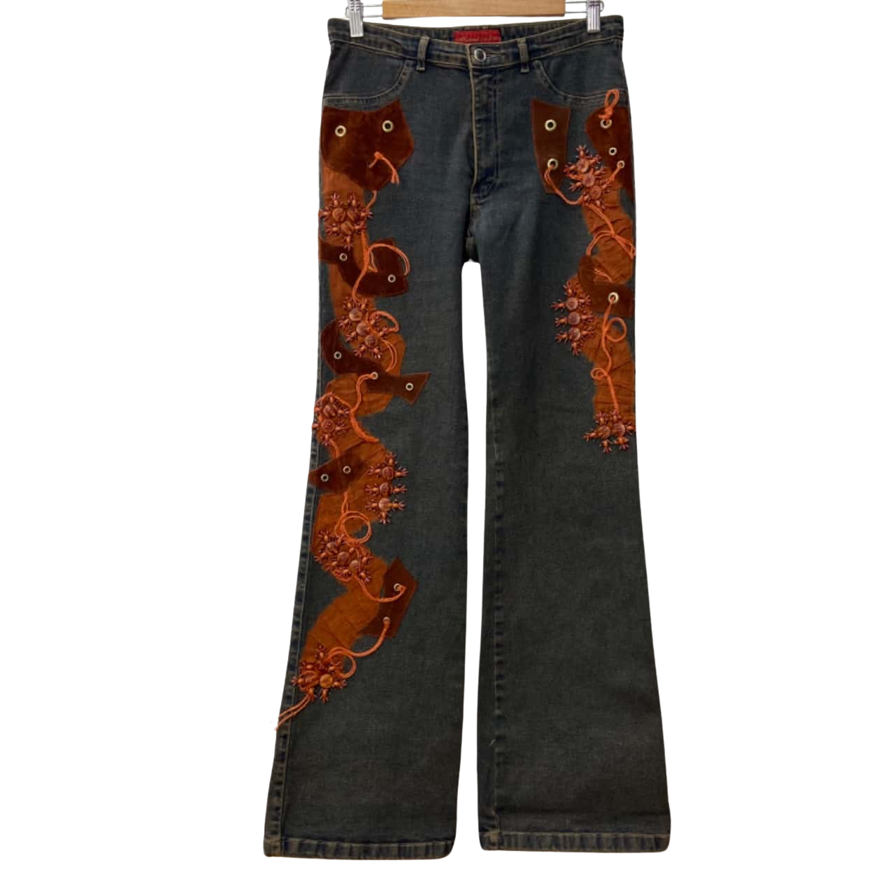 Karmel Mens Size 44 Jeans with Beads and Buttons Blue (s)