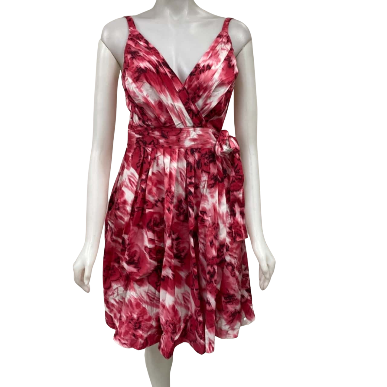 Basque Womens Size 12 Midi Dress Pink / White (s)