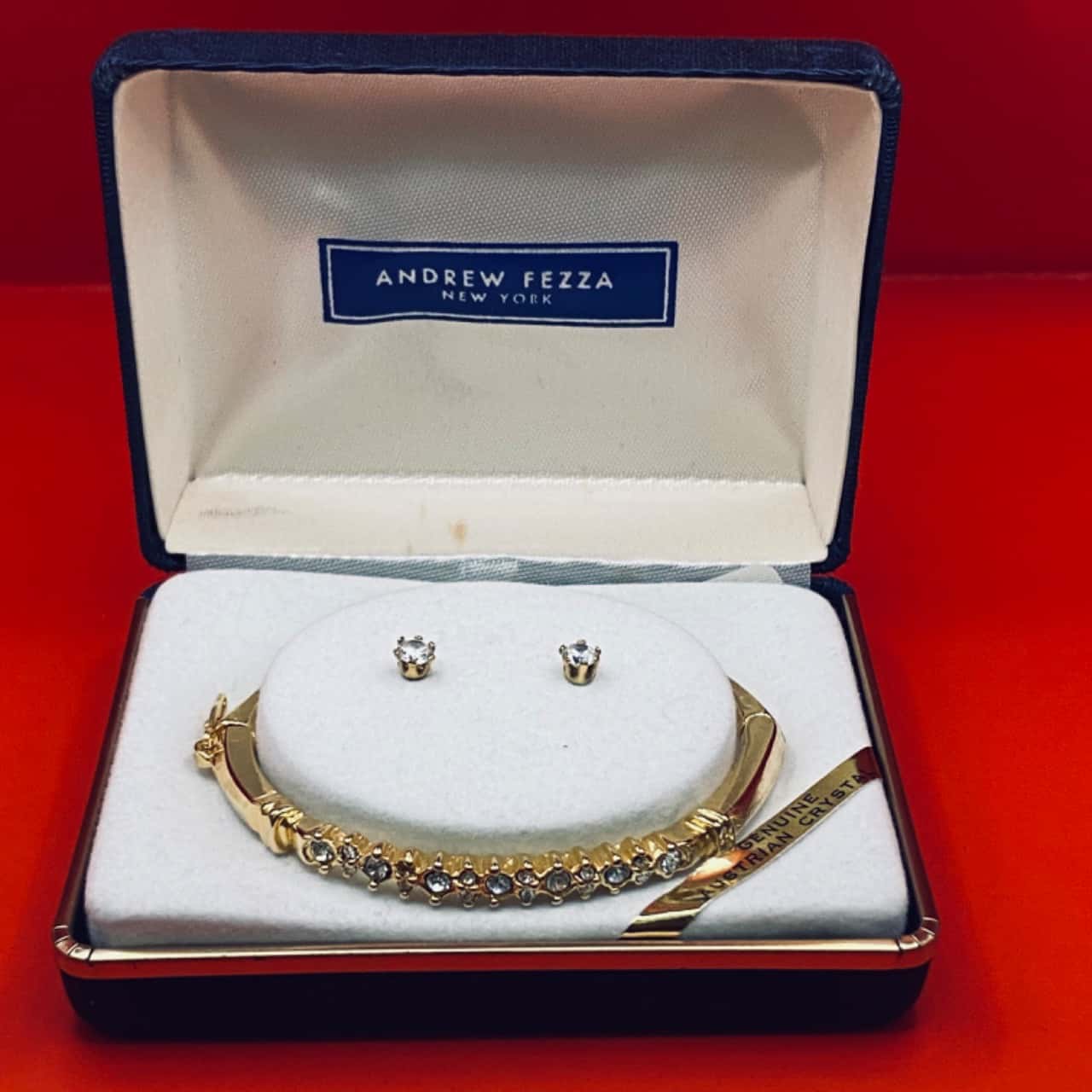 Andrew Fezza Australian Crystal Womens Bracelets / Earrings Set Gold Plated