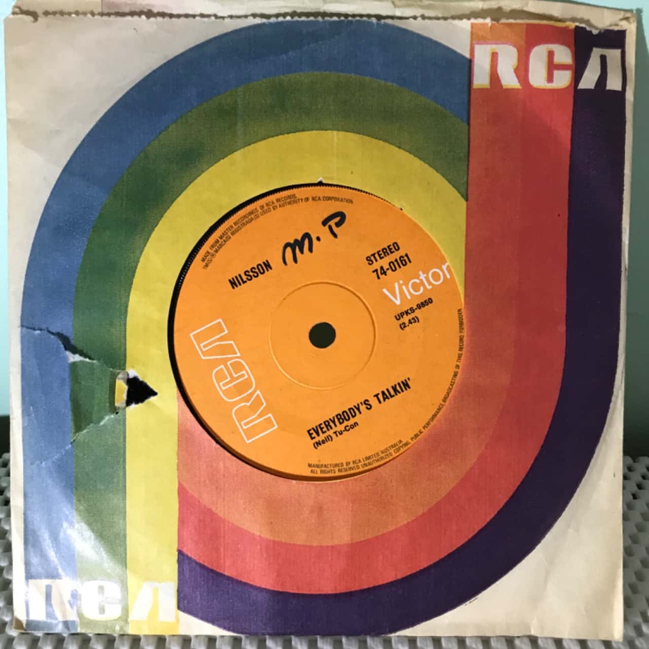 7” Vinyl Nilsson Everybody’s Talkin / Rainmaker Folk