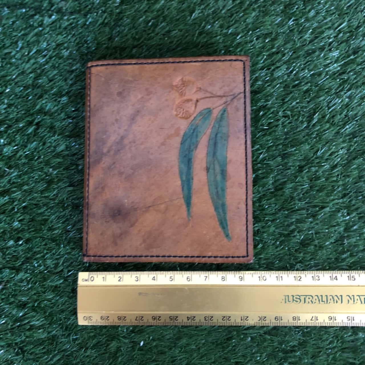 Handmade Leather Wallet With Gum Leaf Design (s)