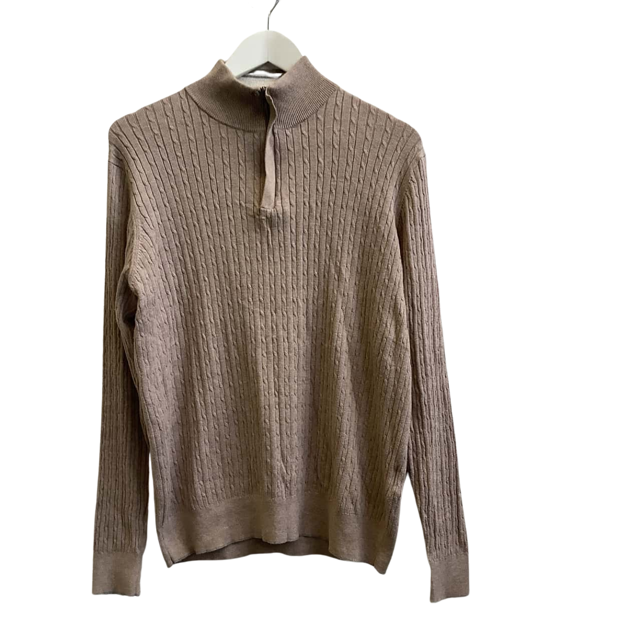 Collezione Mens Size M-L Mock Neck Knit Jumper Beige(s)