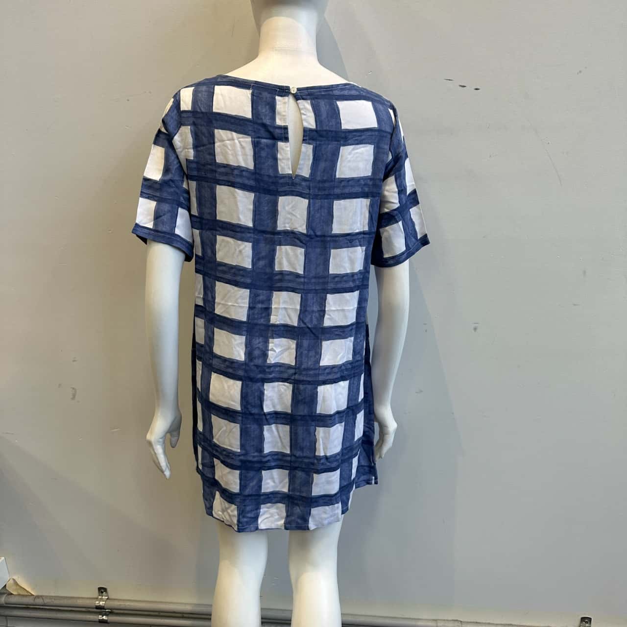 Namastai Women's Size 2 (AUS 12) Short Sleeve Mini Dress Blue & White ...