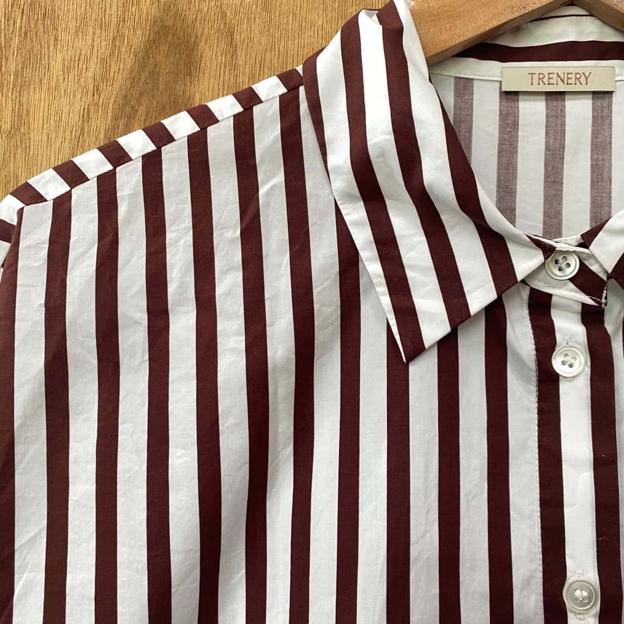 Trenery Brown/White Striped Shirt Size 12