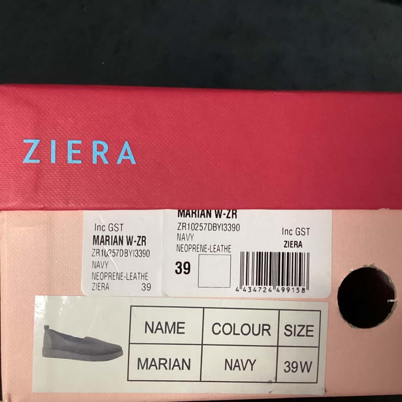 Ziera Womens Size 39 Navy Blue Neoprene Shoes(s)