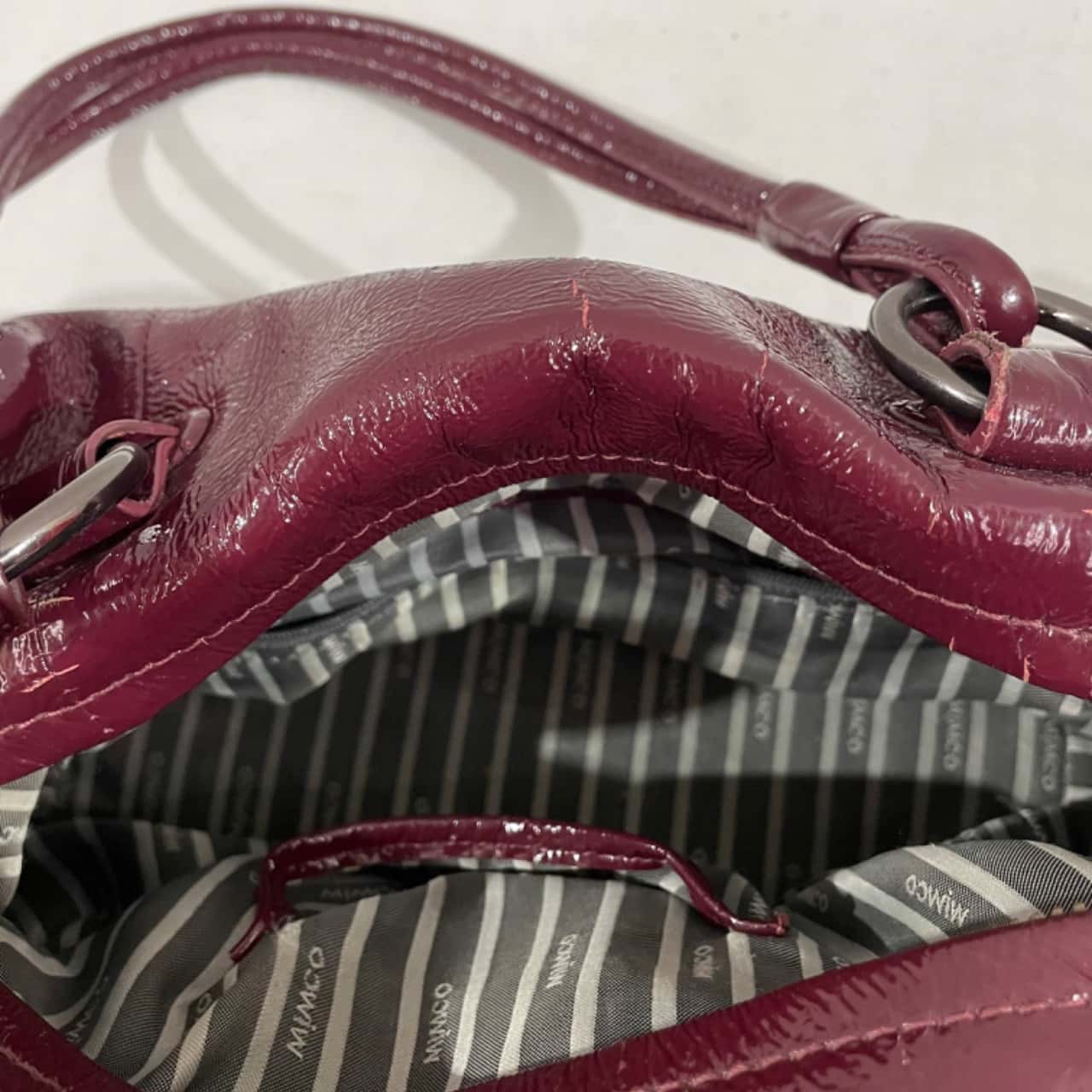 Mimco Handbag Maroon Patent Turnlock