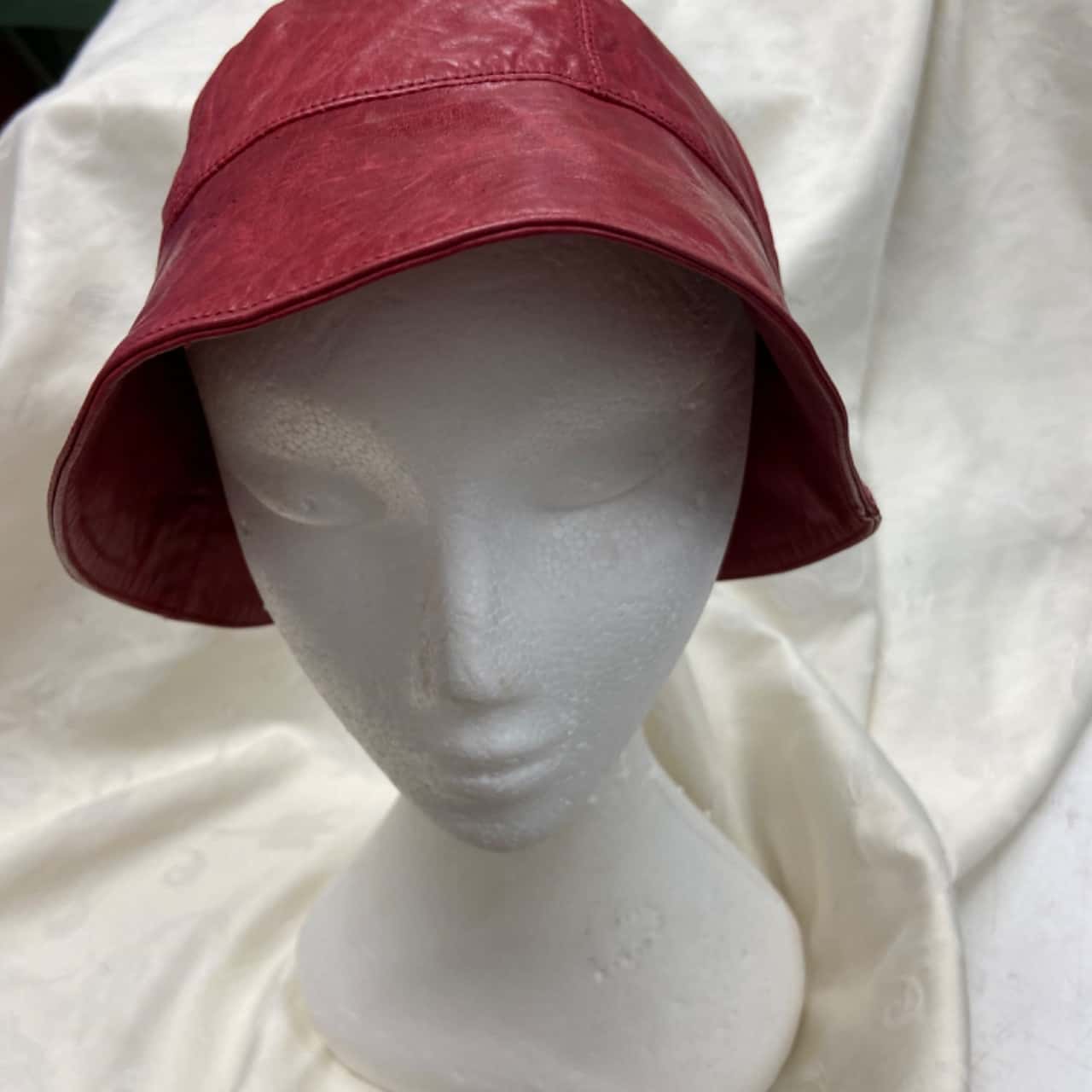 Womens One Size Red Leather Hat(s)