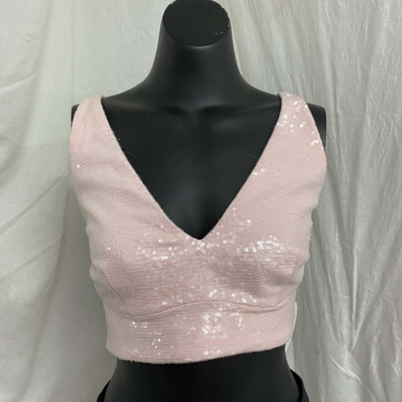 Sheike Sequinned Top Womens Size 12 Cropped / Party Pink (s)
