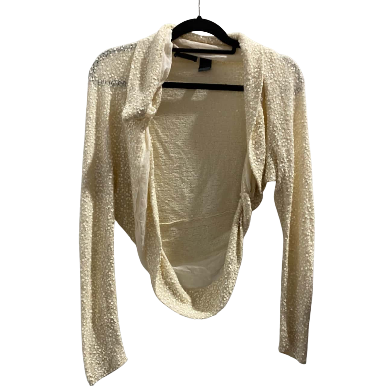 on hold *** Donna Karan. Womens Cream shrug. M/L USA. Tiny sequined ...