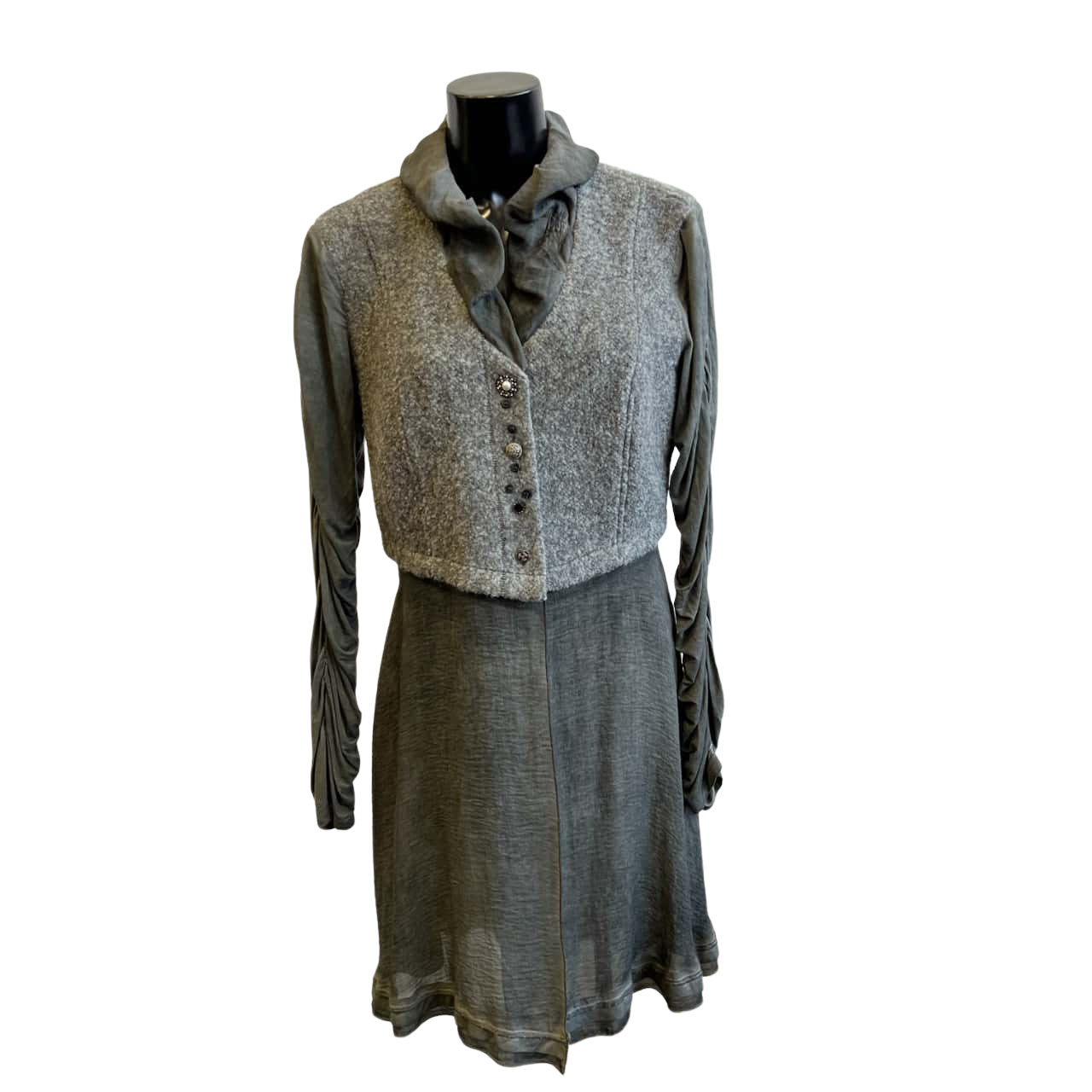 Boo Radley Womens Size 16 Long Sleeve Wool Blend Dress Grey (s)