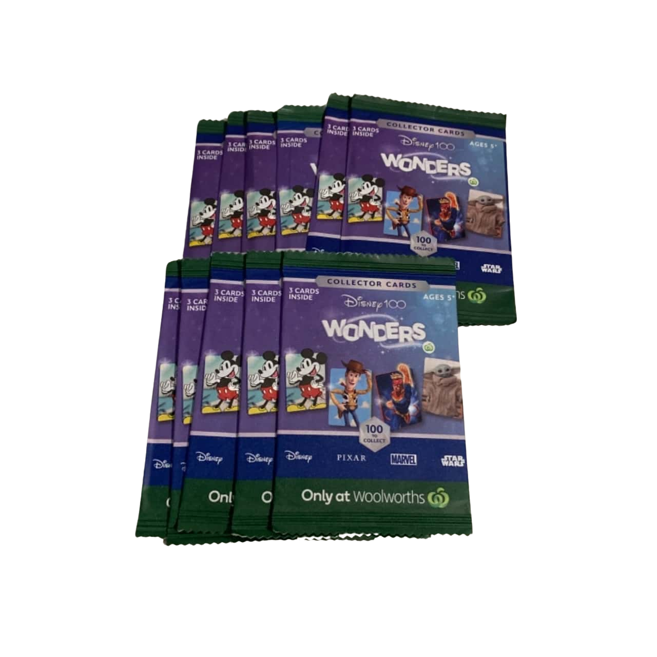 Woolworths Disney 100 Wonder cards 11x Card Packs(s)