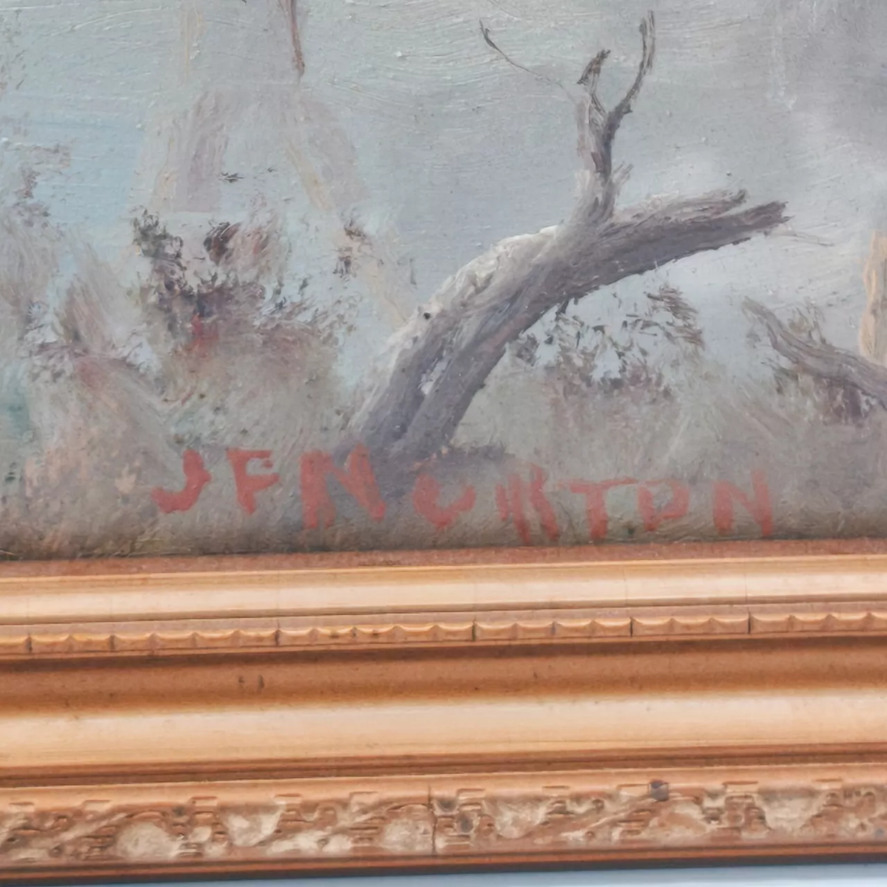 Oil Painting Signed JF Morton Landscape Australiana Bush River Oil ...