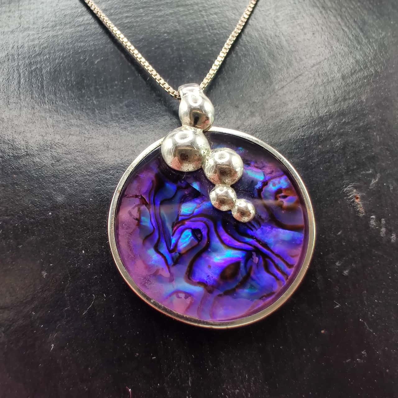 Silver 925 Chain With "IB" Designs From The Caribbean Purple Blue Paua ...