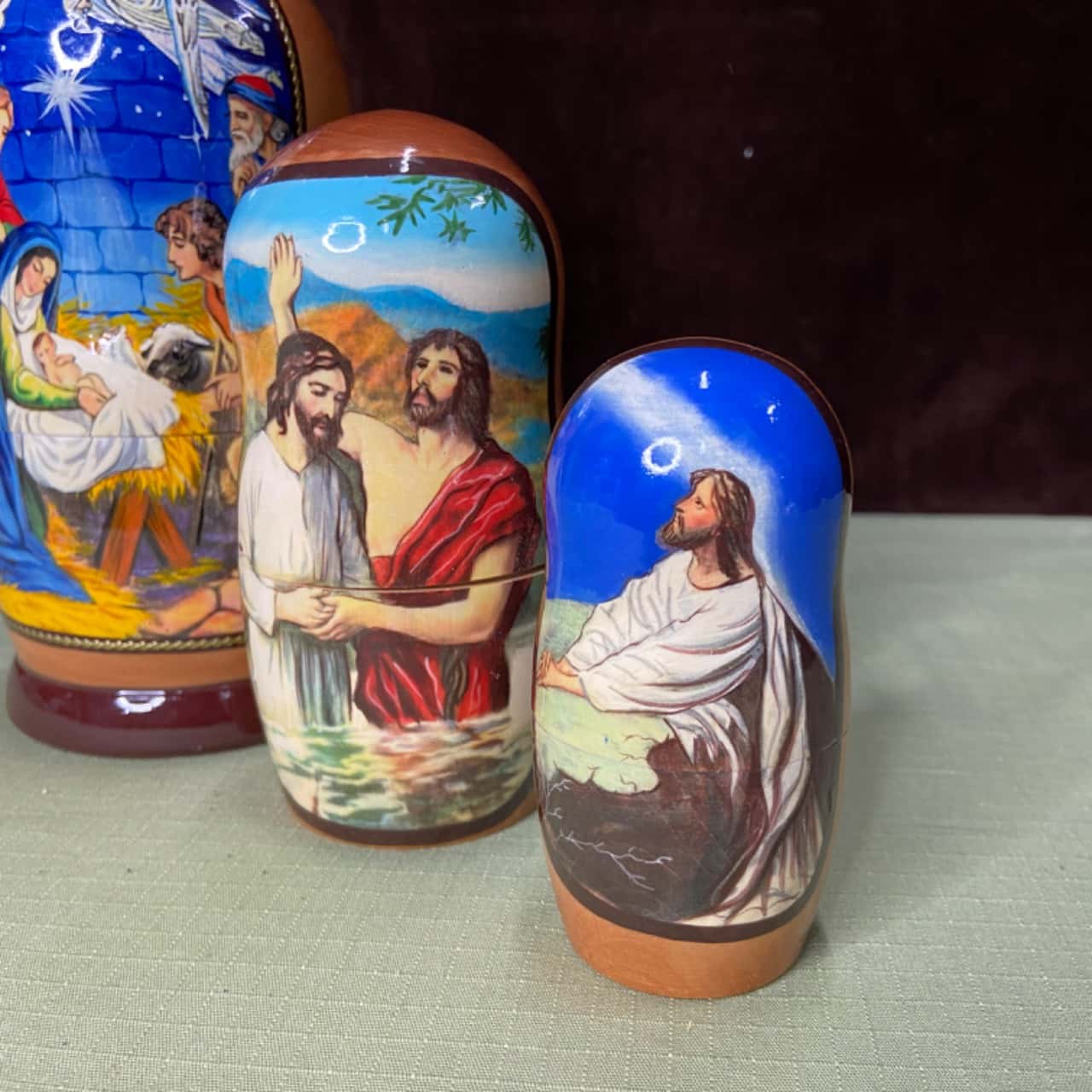 Wooden Life of Jesus Nativity Nesting Dolls (s)